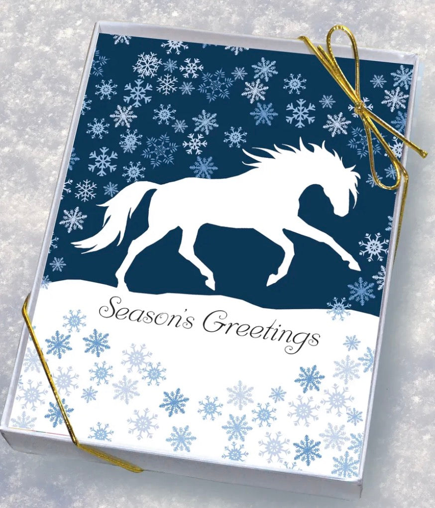 Cantering Horse Blue & Snow Cards – The Equestrian Shop