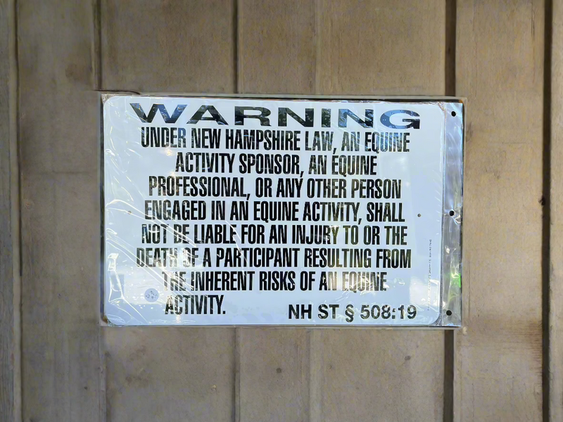 New Hampshire Equine Liability Sign – The Equestrian Shop